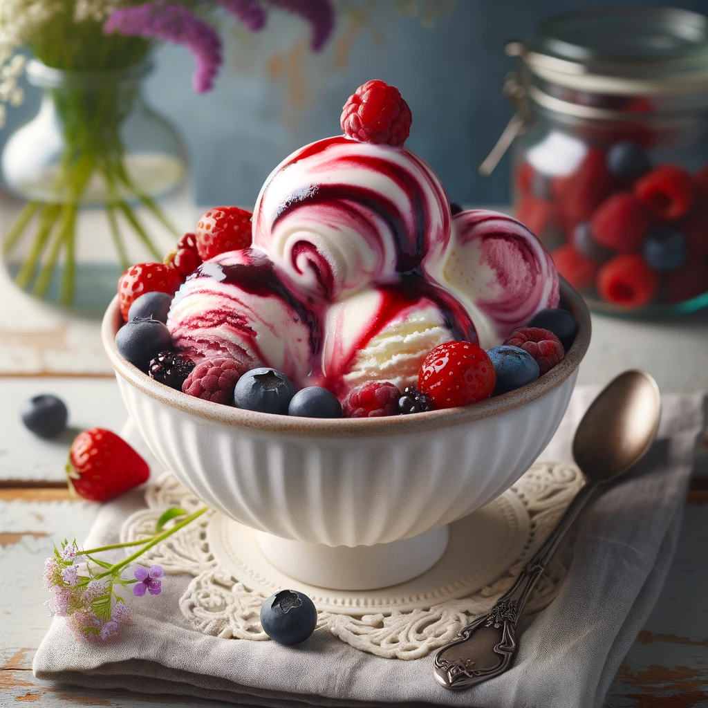 Homemade Yogurt Ice Cream with Berry Swirls - Iconic recipe! - Berries ...