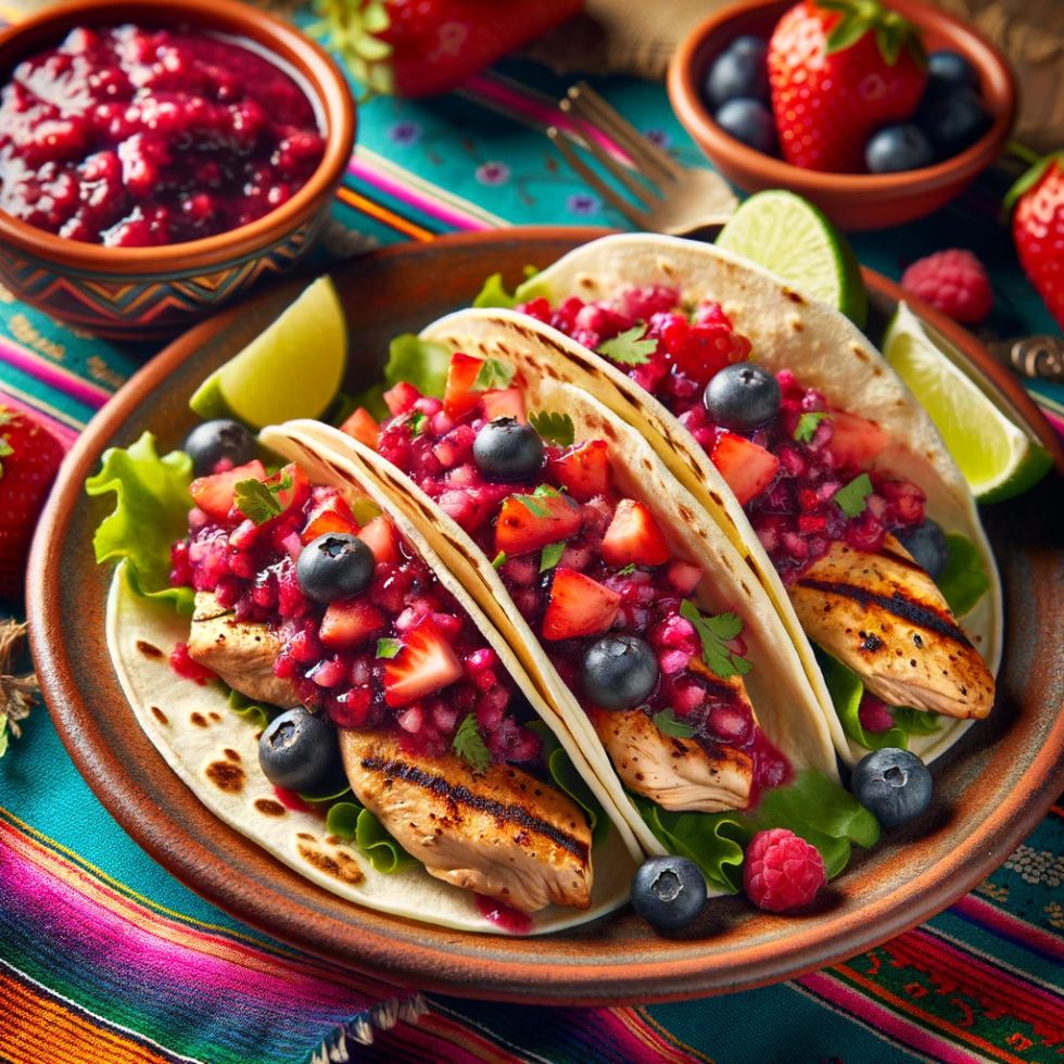 Chicken Tacos with Berry Salsa - Enjoy our sweet salsa! - Berries Paradise