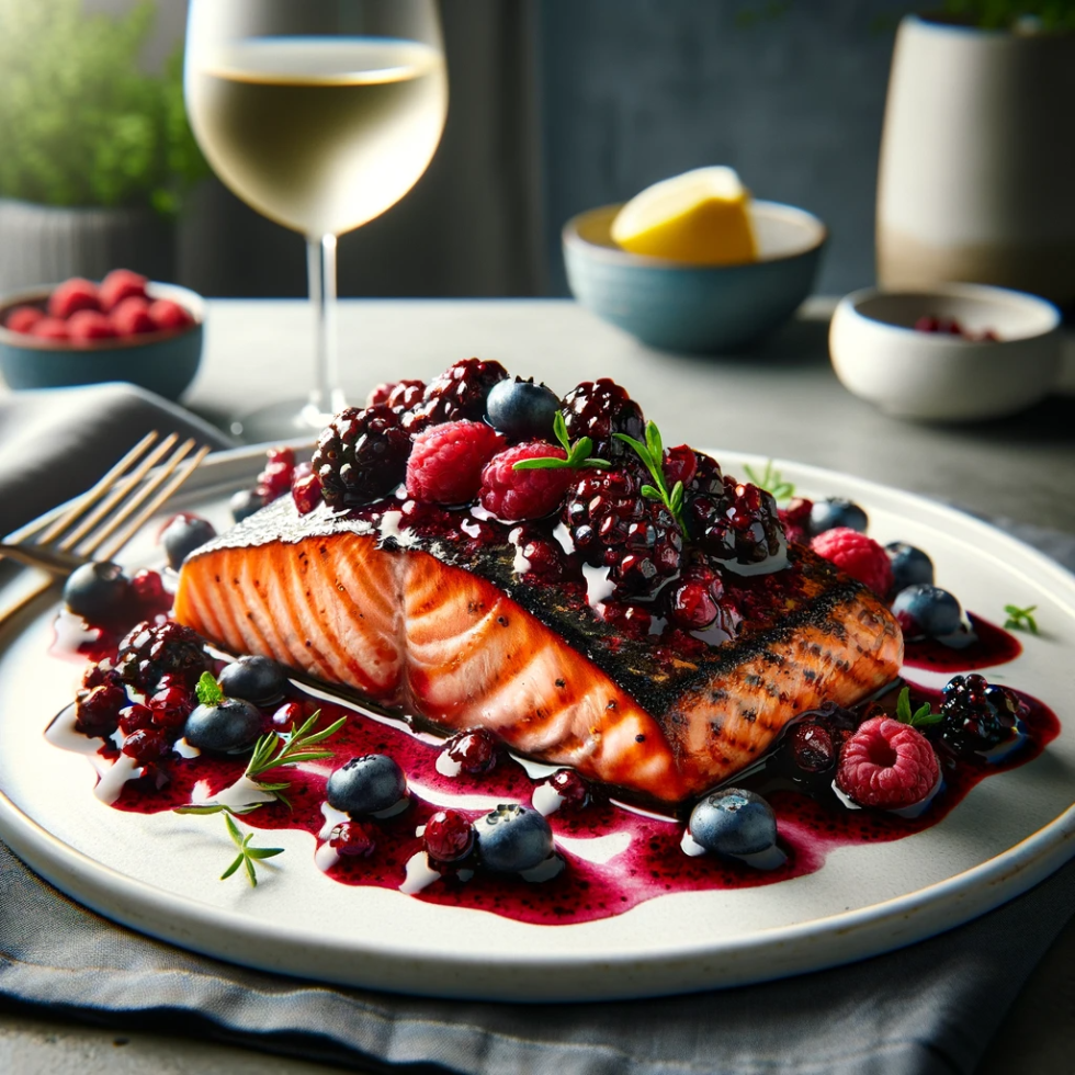 Berry Glazed Grilled Salmon - Vibrant berry glaze - Berries Paradise