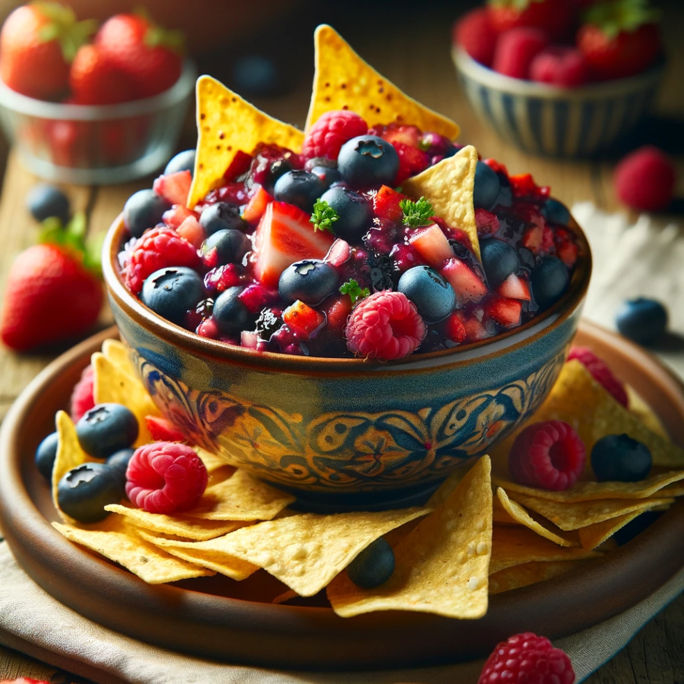 Canadian Berry Salsa with Tortilla Chips - Charming recipe - Berries ...